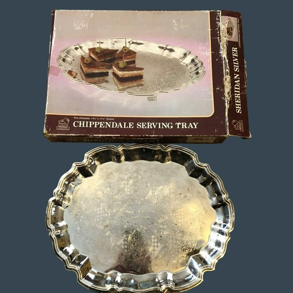 Sheridan Silver | Dining | Fine Silverplate Chippendale Serving Tray ...